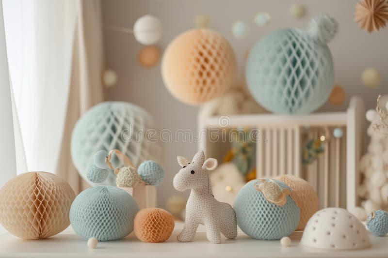 Pastel-colored Birthday Party Backdrop with Whimsical Details Stock ...