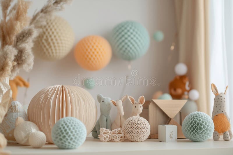 Pastel-colored Birthday Party Backdrop with Whimsical Details Stock ...