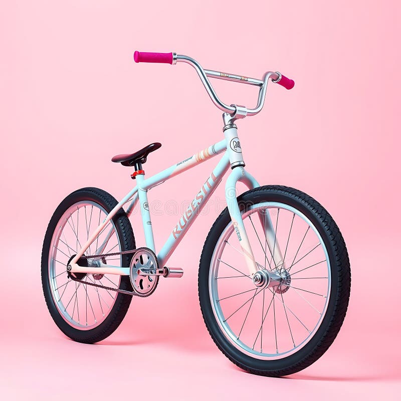A Pastel Colored BMX Bike with a Retro Design on a Pastel Pink Backdrop ...