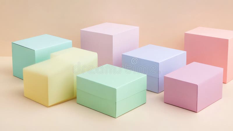 Pastel Colored Boxes on a Beige Background Stock Illustration ...