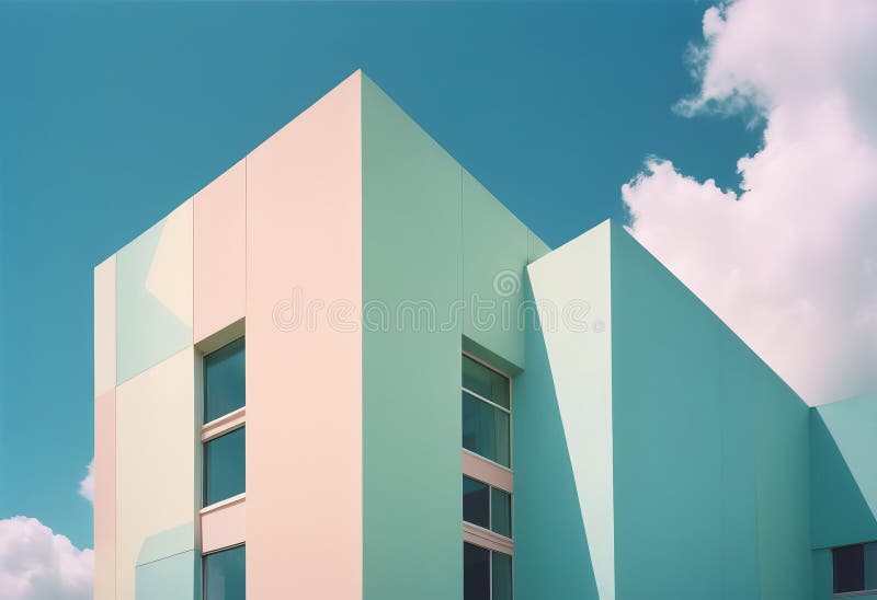 A Pastel-colored Building Facade Stock Illustration - Illustration of ...