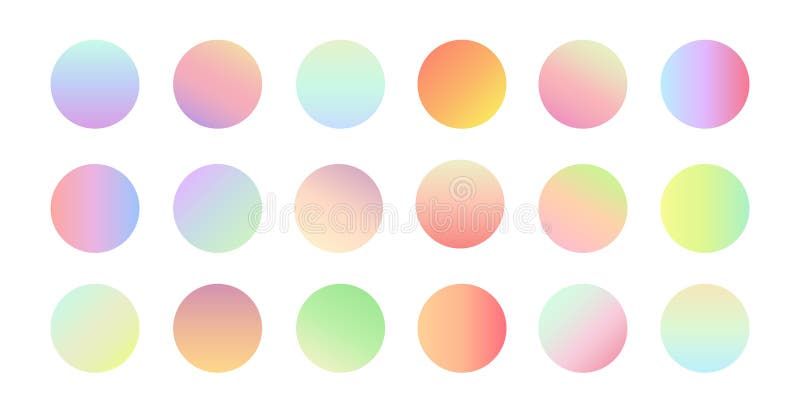 Pastel Colored Circles Collection on White Background. Vector Gradient ...