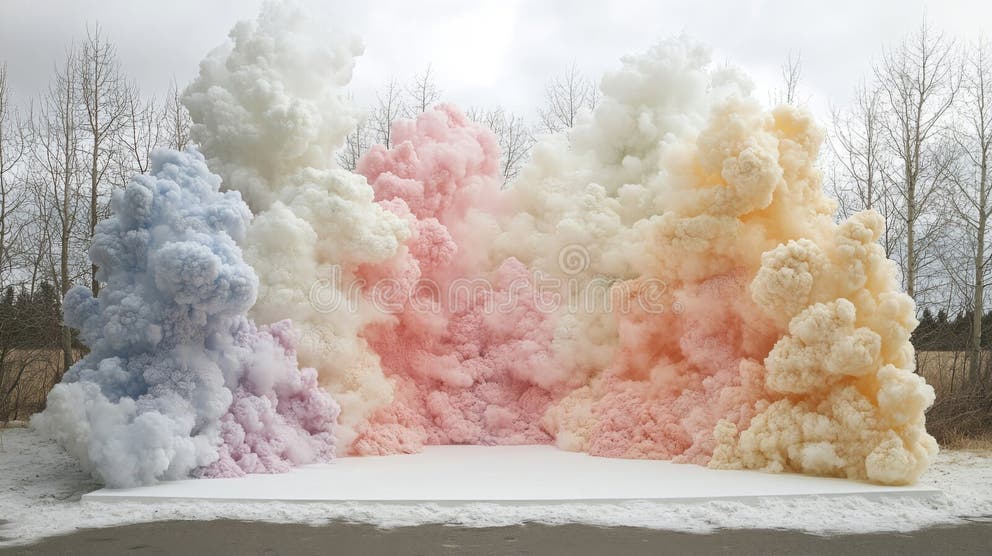 Pastel Colored Cloudscape Outdoor Installation Art Stock Illustration ...
