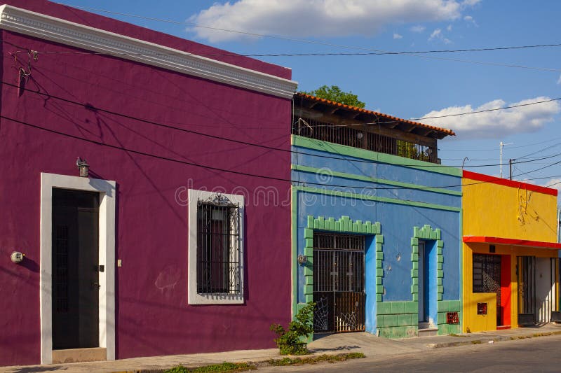 Pastel Colored Colonial House with a Washed Out Facade Stock Photo ...