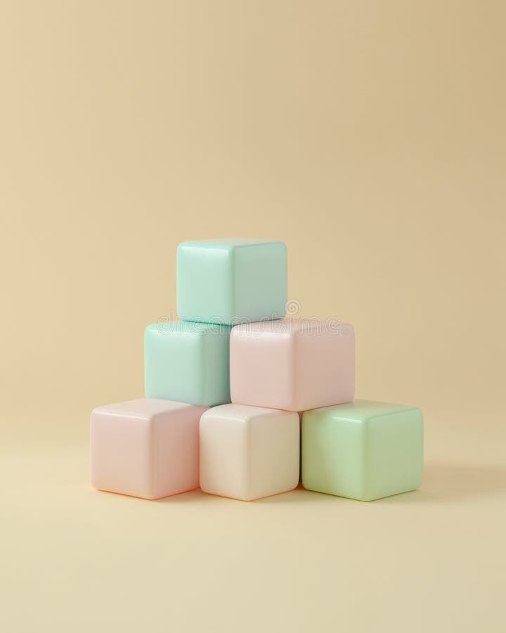 Pastel Colored Cubes Arranged in a Pyramid Shape Stock Image - Image of ...