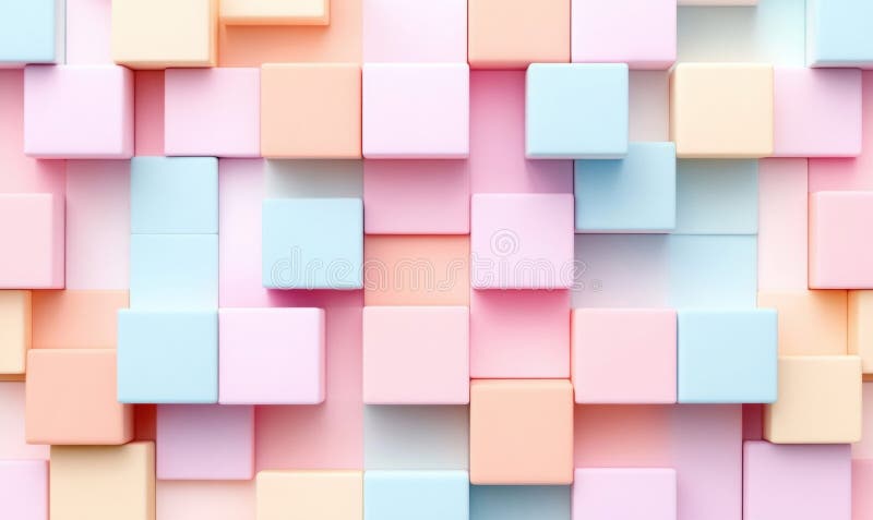 Pastel Colored Cubes in a Geometric Arrangement Create a Modern and ...