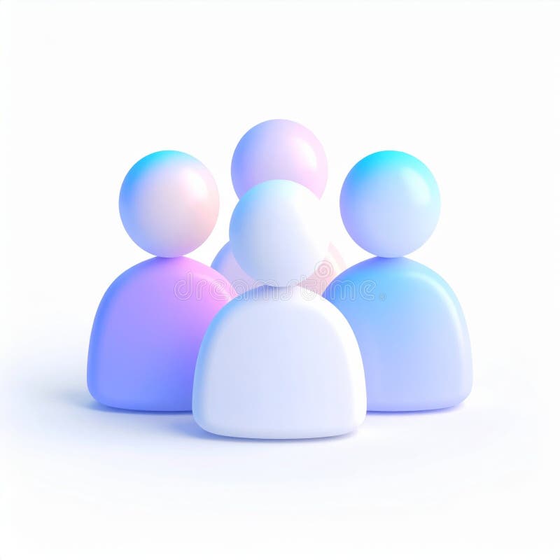 Pastel Colored 3D Render of People Group Stock Illustration ...