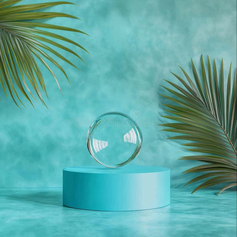 Pastel-colored 3D Rendering of a Plain, Empty Showcase and a Simple ...