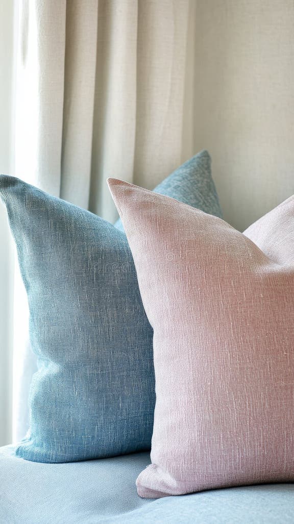Pastel Colored Decorative Pillows on a Soft Textured Surface. Interior ...