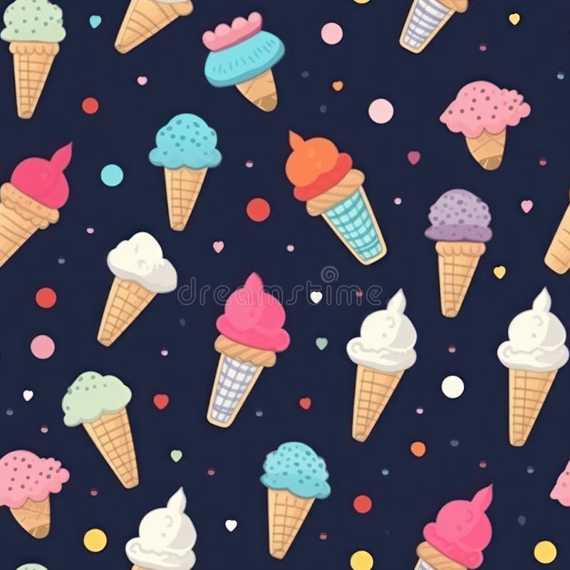 Pastel Colored Different Flavor Ice Cream Cones Blue Background ...