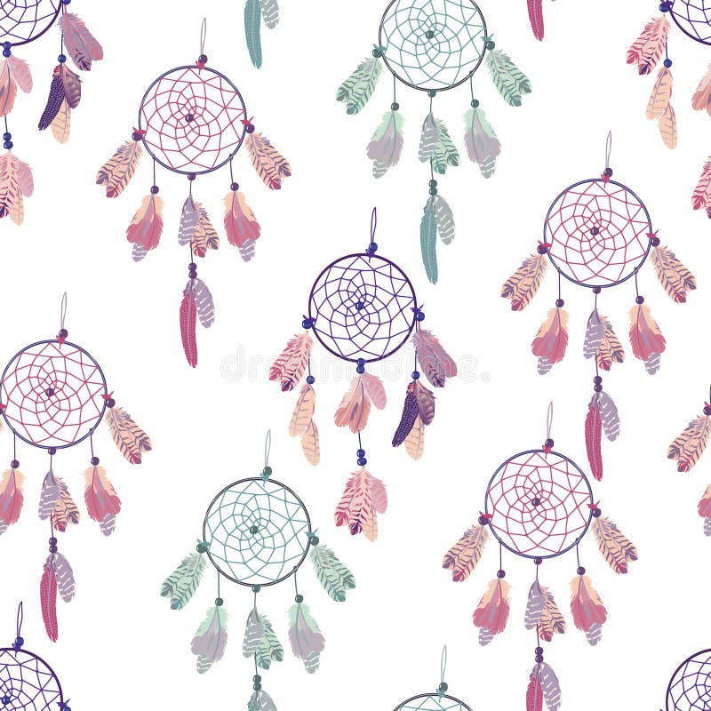 Dream Catchers on the Bare Branches Seamless Vector Pattern Stock ...