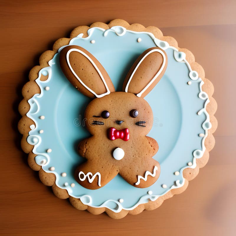 Pastel Colored Easter Bunny Shaped Gingerbread Biscuit Stock ...