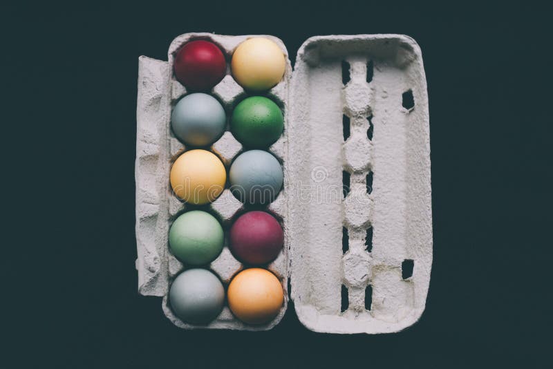 Pastel Colored Easter Eggs in a Box Stock Image - Image of holidays ...