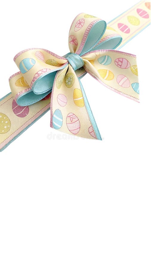 A Pastel-colored Easter Ribbon Bow with Egg Patterns, Set on a Clean ...