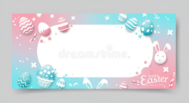 Pastel-colored Easter-themed Banner Featuring Eggs with Various ...