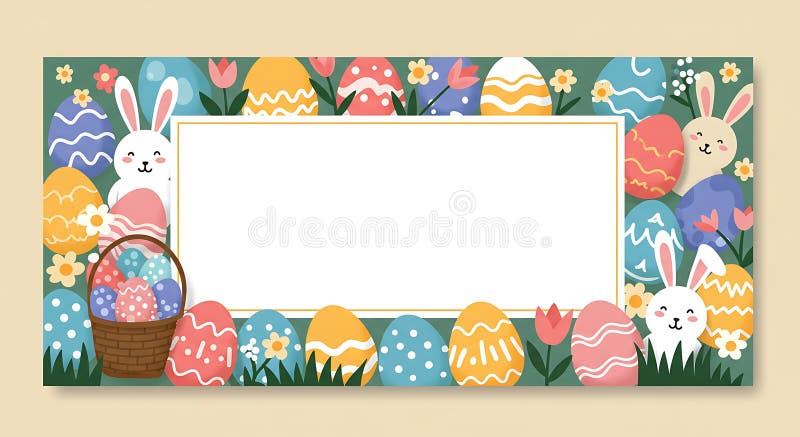 Pastel-colored Easter-themed Illustration with a Blank White ...