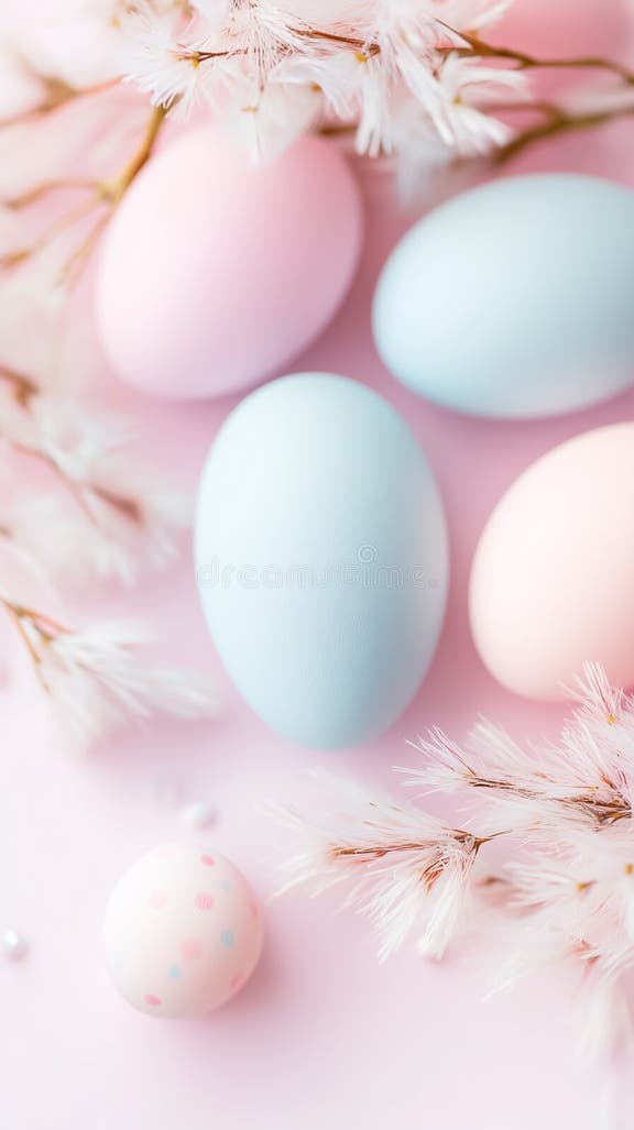 Pastel-colored Eggs Rest among Delicate Branches, Capturing the Essence ...