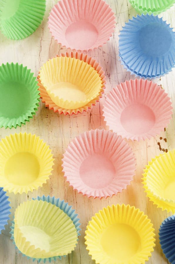 Pastel Colored Empty Cupcake Cases Stock Photo - Image of green, case ...
