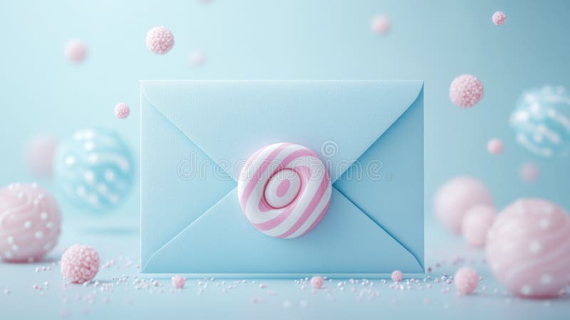 A Pastel-colored Envelope with Candy Decoration in a Whimsical Scene ...