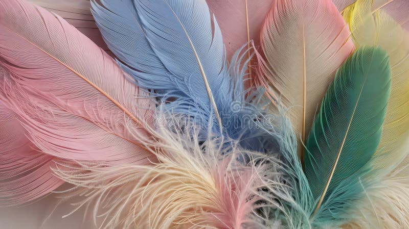 Pastel Colored Feathers, Soft, Delicate Bird High Quality Image Stock ...