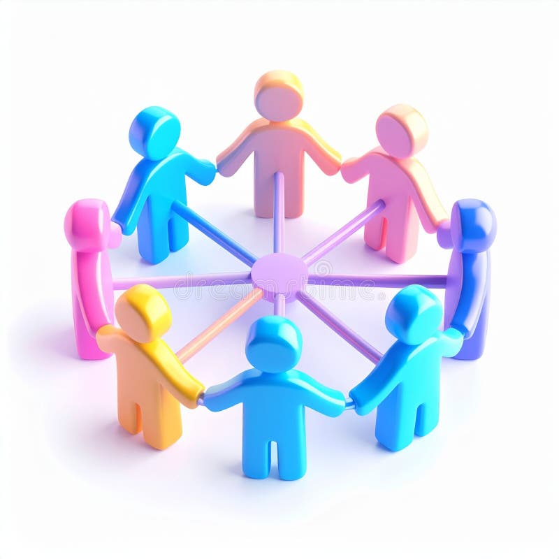 Pastel Colored Figures Forming a Unity Circle Stock Illustration ...
