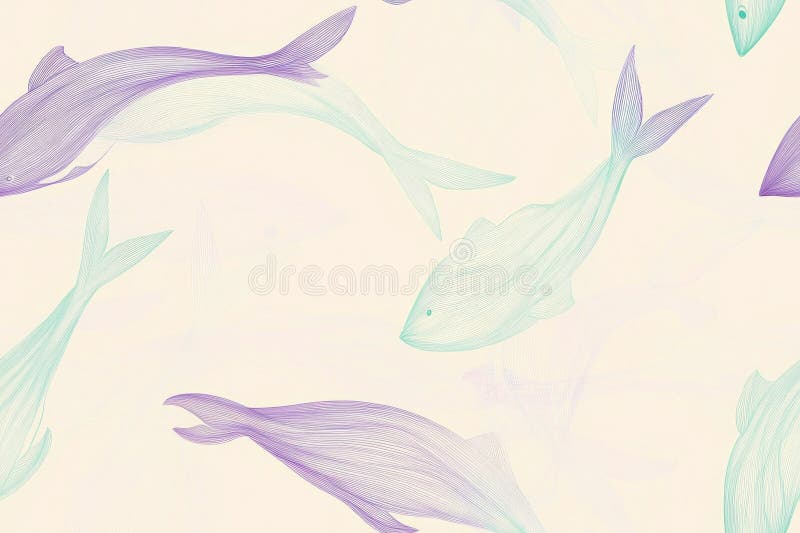 Pastel Colored Fish Swimming in Harmony Creating a Seamless Pattern ...
