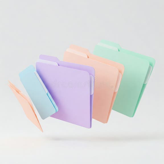 Floating Folder Divider Tabs, Pastel Colored, Solid White Background ...