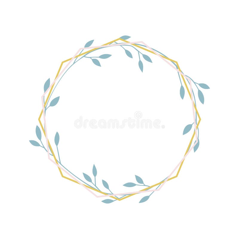 Pastel Colored Frame Wreath with Mint Leaves Stock Vector ...