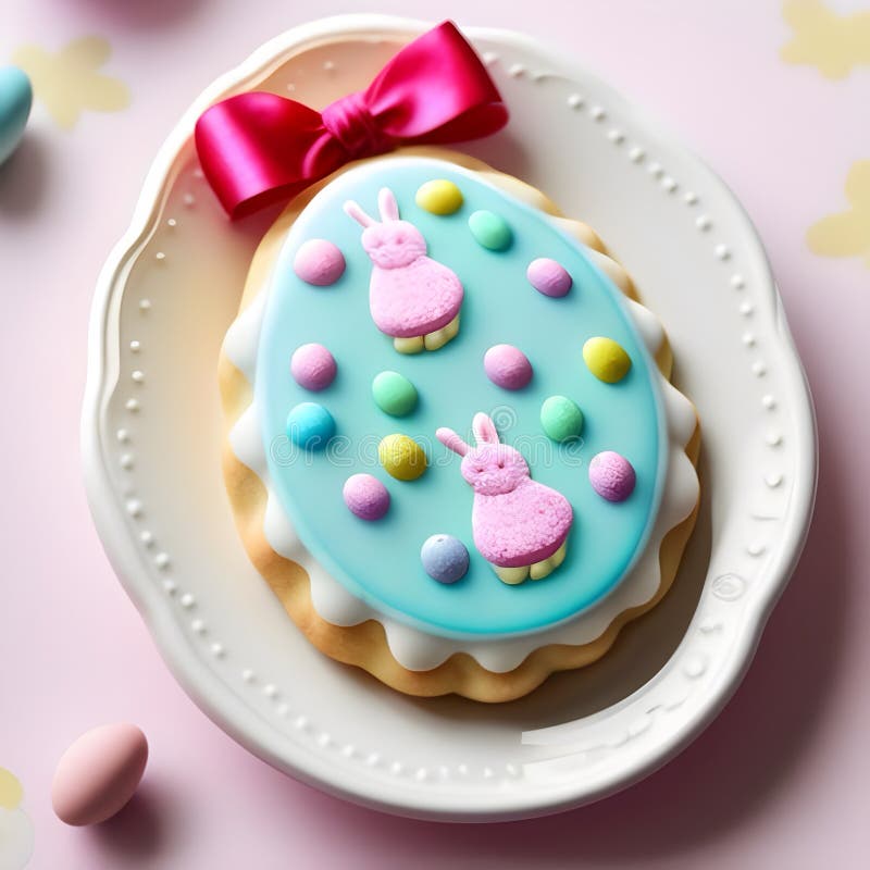 Pastel Colored Iced Easter Egg Shaped Biscuit Stock Illustration ...