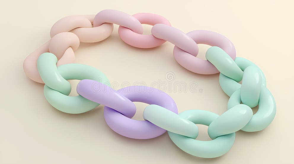 Pastel Colored Interlocking Chain Creating a Circle on Beige Background ...