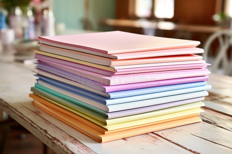 Pastel-colored Journals Stacked on a Table Stock Image - Image of ...