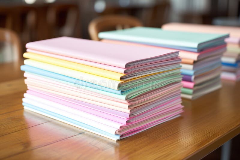 Pastel-colored Journals Stacked on a Table Stock Photo - Image of ...