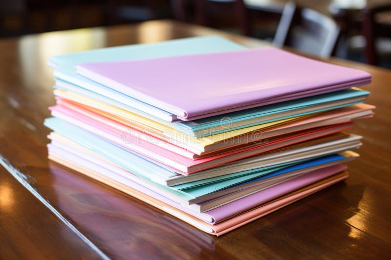 Pastel-colored Journals Stacked on a Table Stock Photo - Image of flat ...