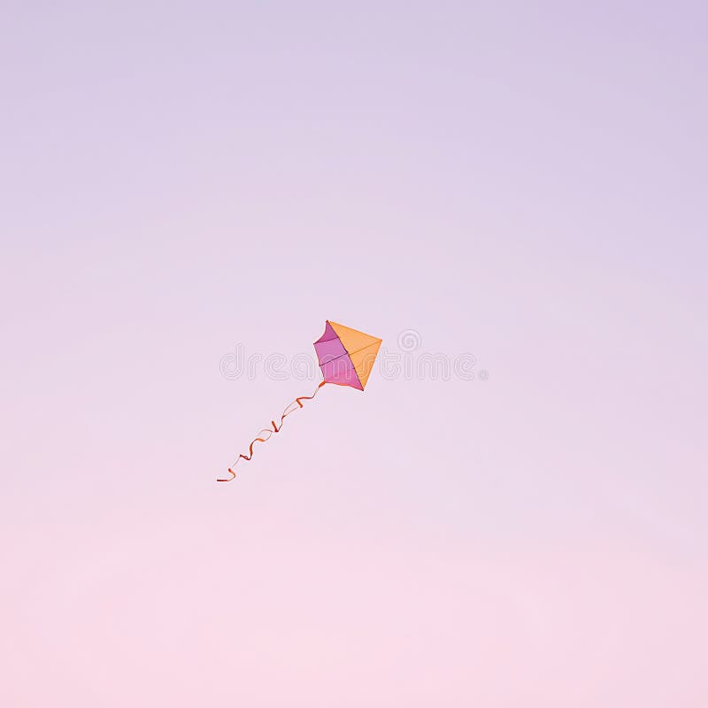 A Pastel Colored Kite Flying in the Sky on a Pastel Lavender Backdrop ...