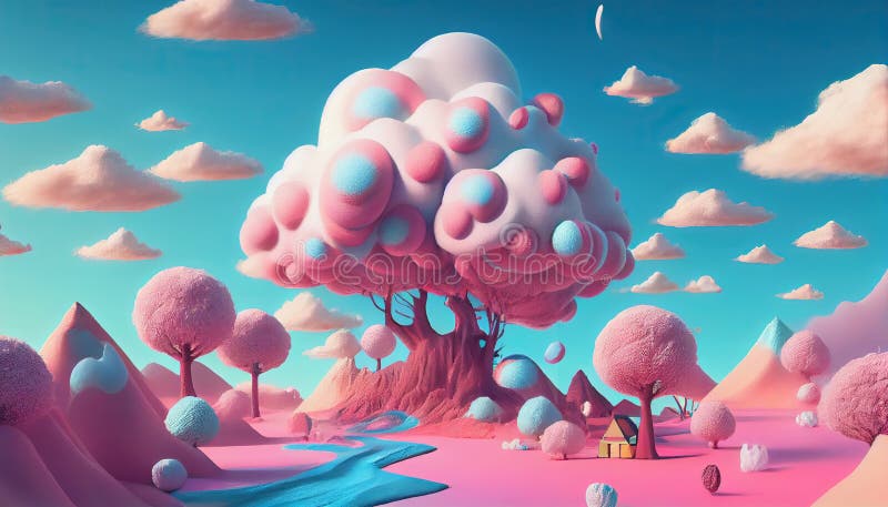 Pastel colored landscape stock illustration. Illustration of fantasy ...