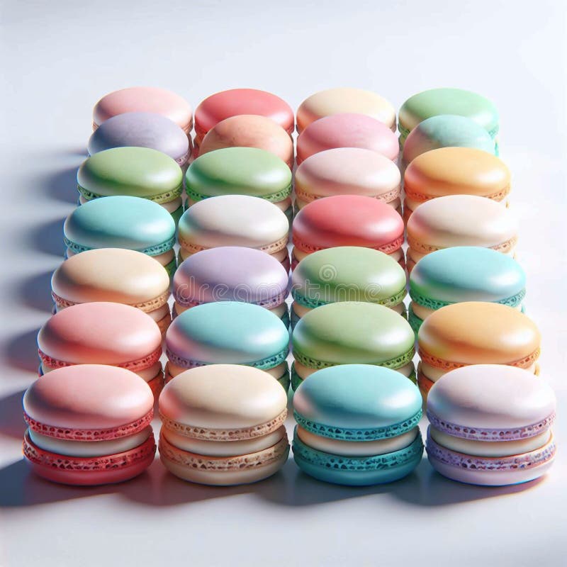 Pastel-colored Macarons Form a Visually Appealing Pattern in Rows ...