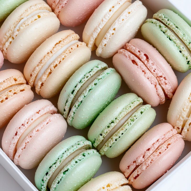 Pastel-colored Macarons in a White Box Stock Illustration ...