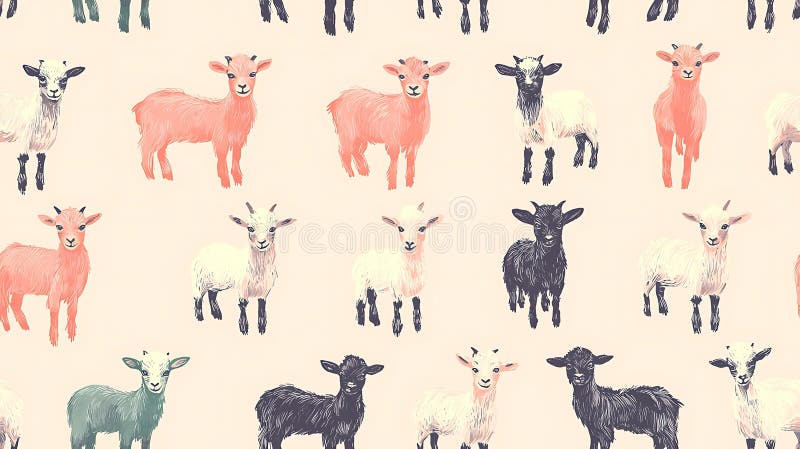 Pastel Colored Minimal Goat Pattern Background Stock Illustration ...