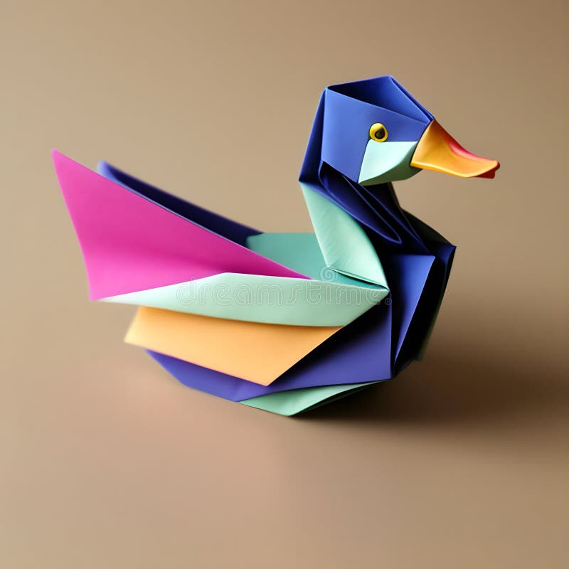 Pastel Colored Origami Art Duck Stock Illustration - Illustration of ...