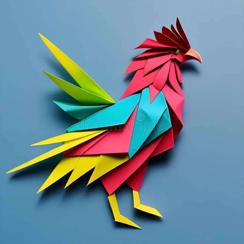 Pastel Colored Origami Art Rooster Stock Illustration - Illustration of ...