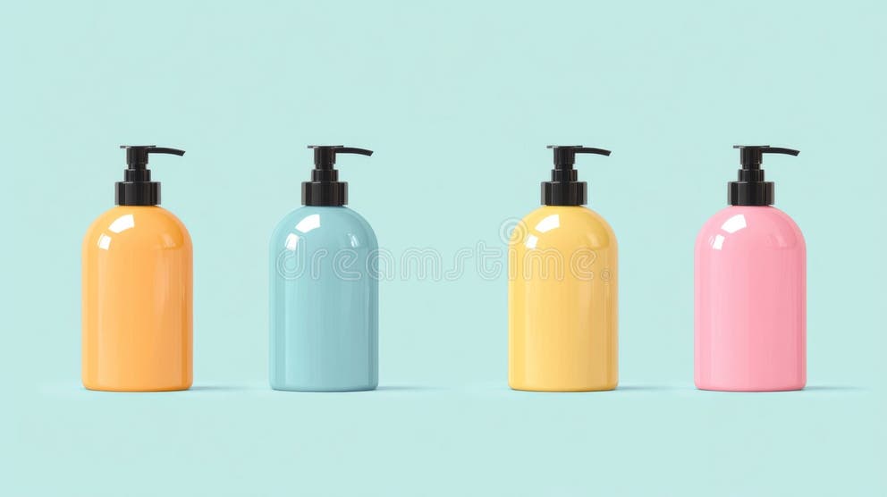 Pastel Colored Pump Dispenser Bottles Display Stock Illustration ...