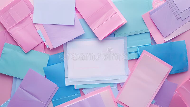 Pastel Colored Sheets with Plastic Pockets, Stacked on Each Other ...
