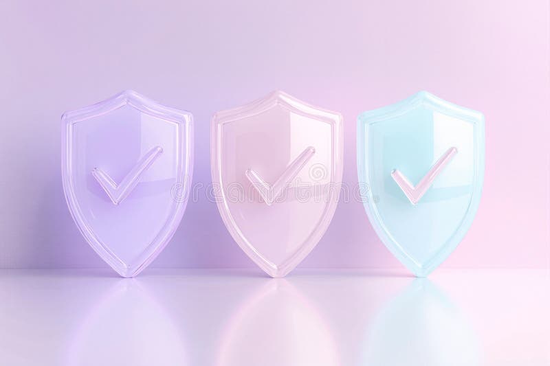 Pastel Colored Shields Showing Check Mark for Security and Protection ...
