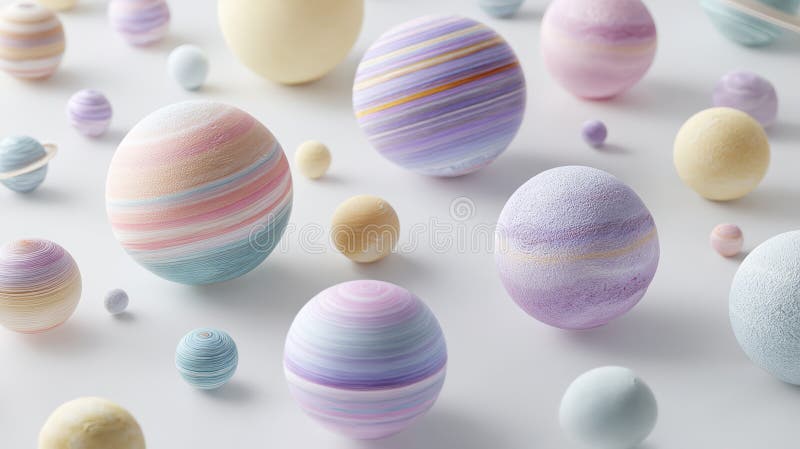 Pastel Colored Spheres Mimicking Planets in Celestial Inspired ...