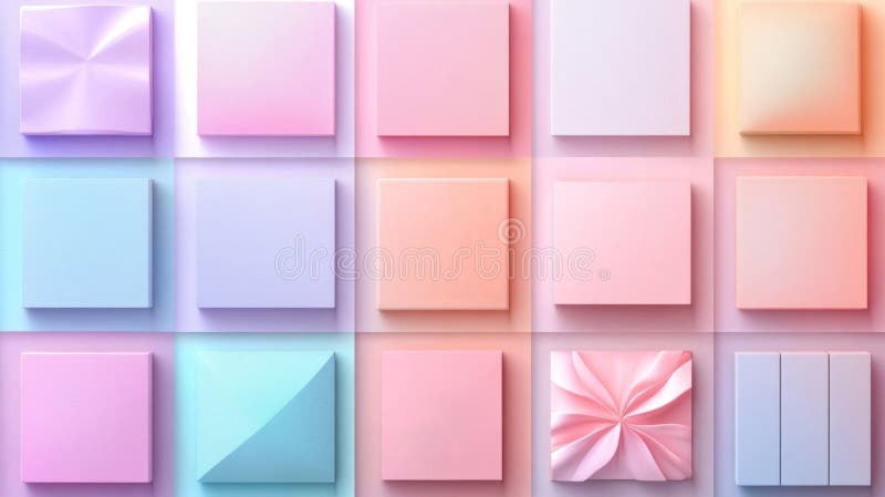 Pastel Colored Squares and Geometric Shapes Design Stock Illustration ...