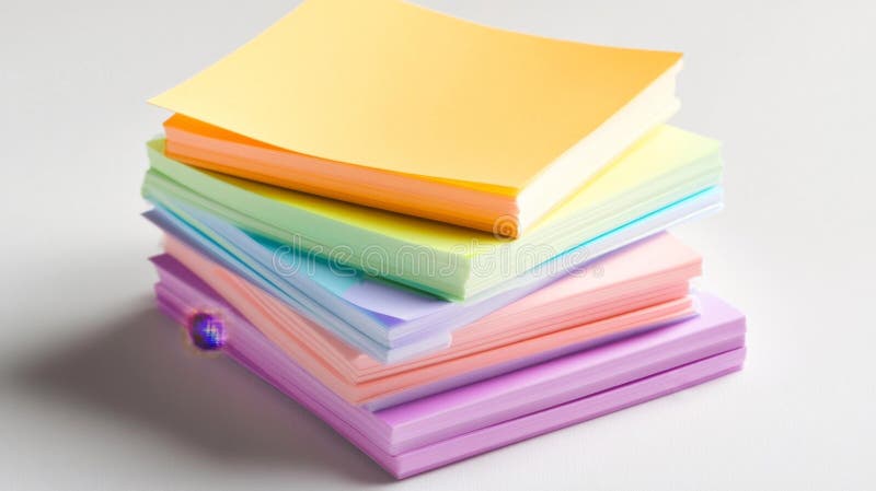 Pastel Colored Sticky Notes Stack for Office and Home Workspace Stock ...