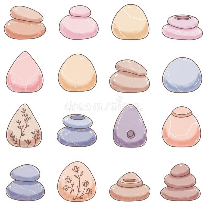 Pastel Colored Stones Illustration Set Stock Illustration ...