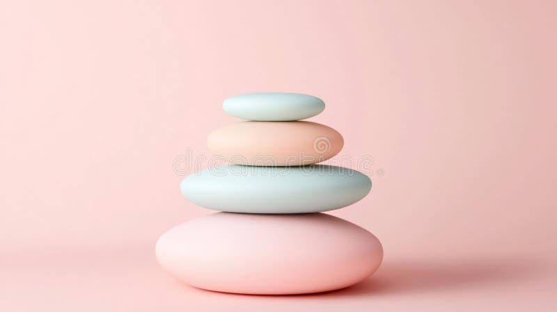 Pastel Colored Stones Stacked on Pink Background Stock Illustration ...