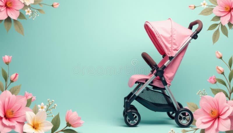 Pastel Colored Strollers, Floral Print Background, Soft, Art, Design ...