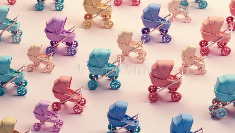 Pastel Colored Strollers in Repeating Geometric Pattern , Fun, Calming ...